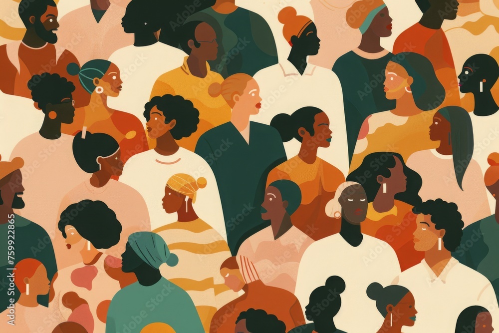 Stylized illustration of an abstract crowd, symbolizing diversity and ...
