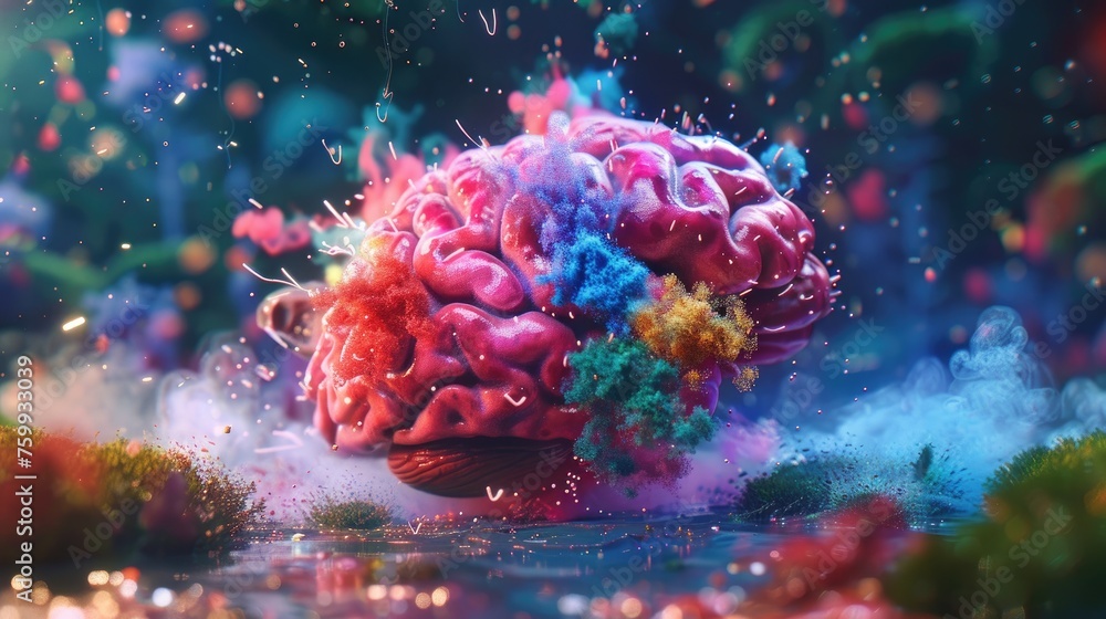 Cognitive Overload: Explosive Brain Art, surreal representation of a ...
