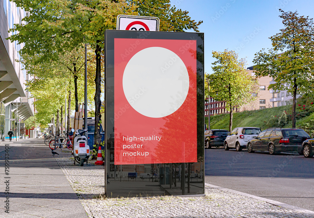 Street Outdoor Glued Poster Advertising Billboard Mockup Template City ...