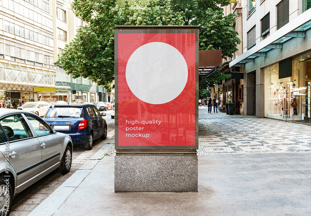 Street Outdoor Glued Poster Advertising Billboard Mockup Template City ...