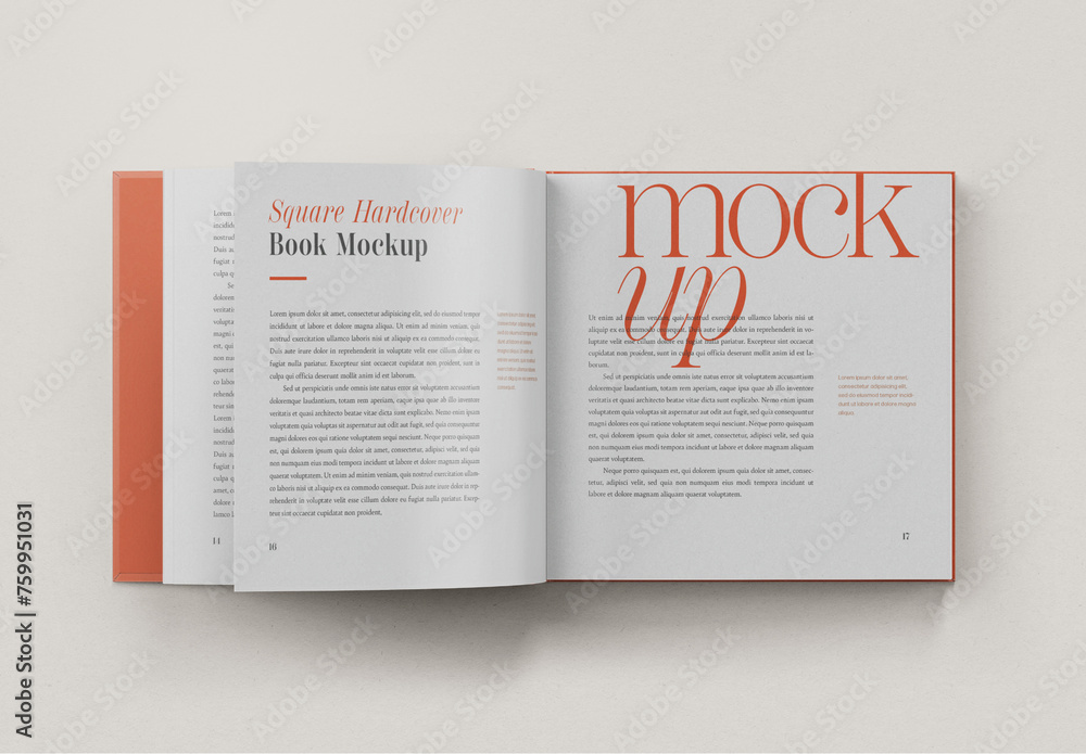 Open Square Hardcover Book Mockup Stock Template | Adobe Stock