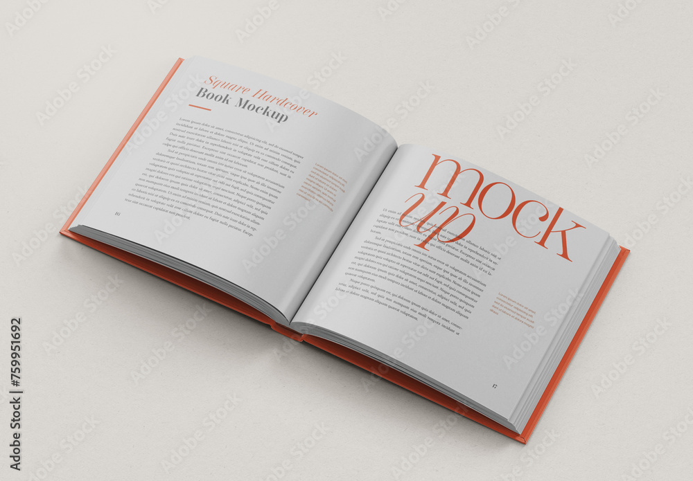 Open Square Hardcover Book Mockup Stock Template | Adobe Stock
