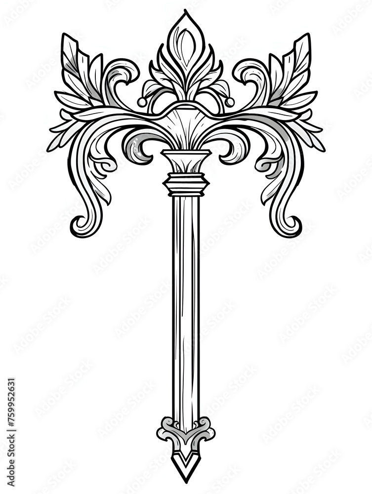 The scepter.black and white illustration for coloring, activities for ...