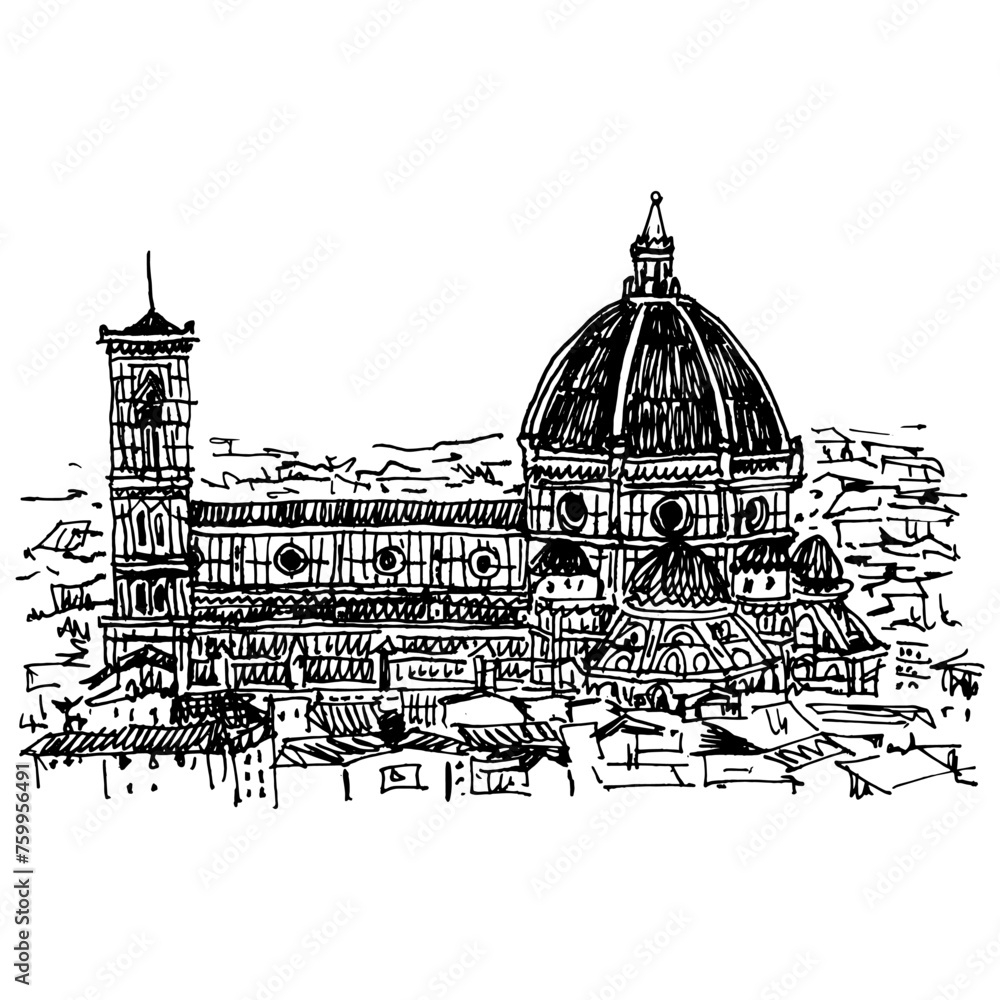 View of Florence Cathedral, Italy. Cathedral of Saint Mary of the ...
