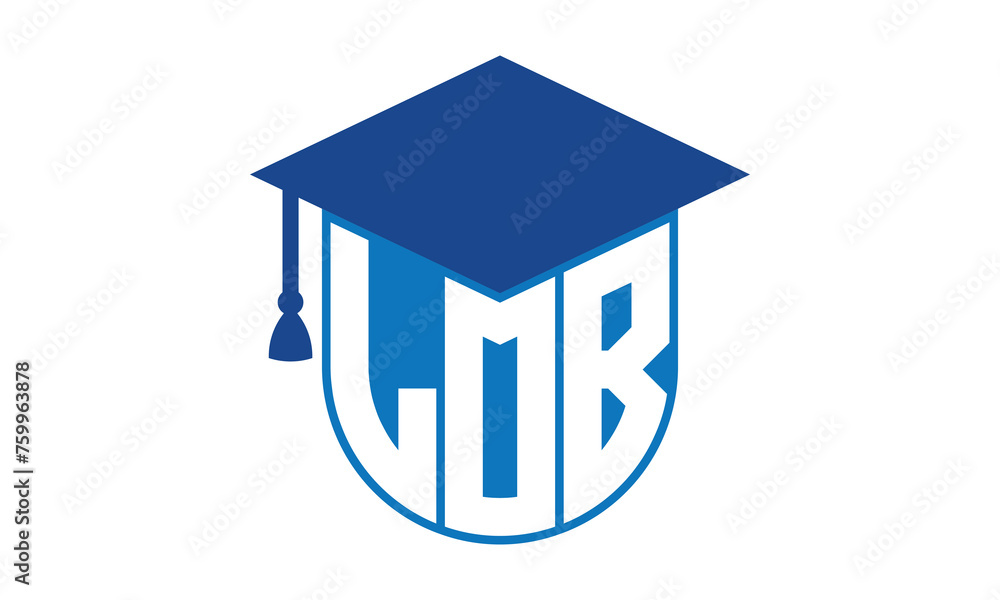 LOB initial letter academic logo design vector template. school college ...