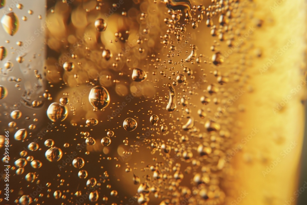 a close-up of a glass with a frothy head and golden liquid, presumably ...