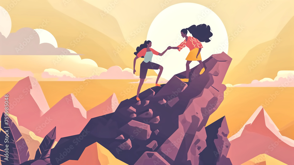 An inspiring illustration of one person giving a helping hand to ...