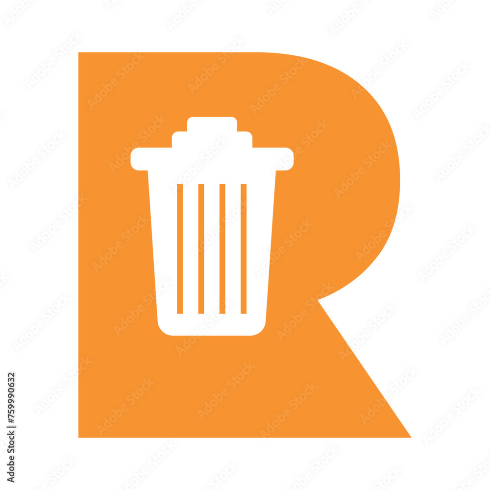 Garbage bin logo Logo combine with letter R vector template Stock ...