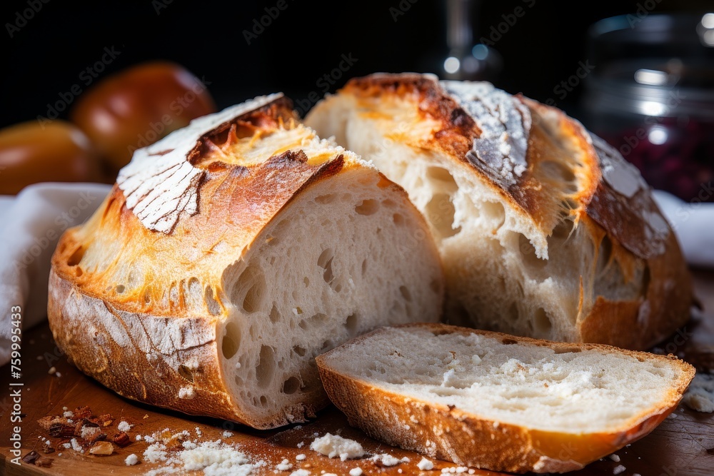 Poster Take close-up photos of white bread, capturing the intricate ...