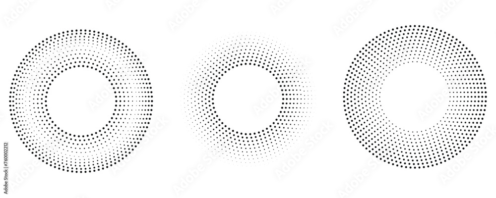 Circle dot frame. Circular border with halftone effect. Modern faded ...