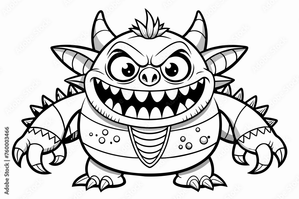 coloring page for kids, cartoon style, monster, black and white Stock ...