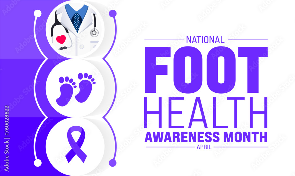 April is National Foot Health Awareness Month background template ...