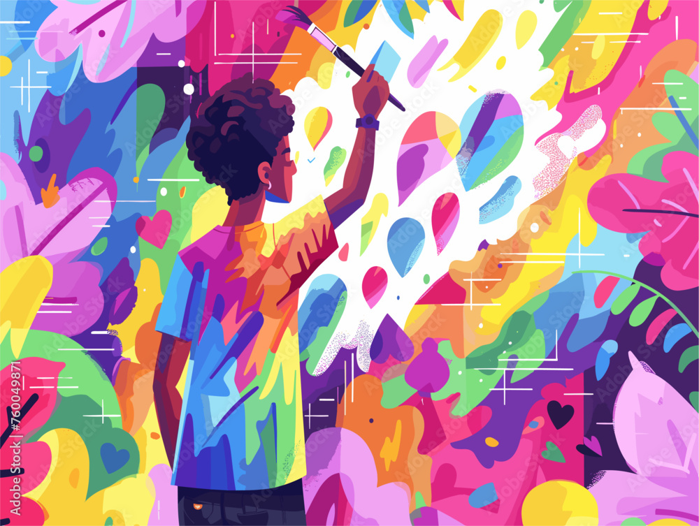 An artist paints a mural depicting LGBTQ+ icons and symbols reclaiming ...