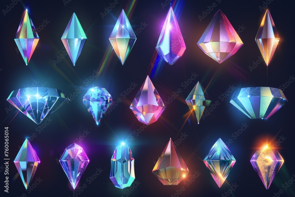 Light effect diamond prism flare collection. Backgrounds with rainbow ...