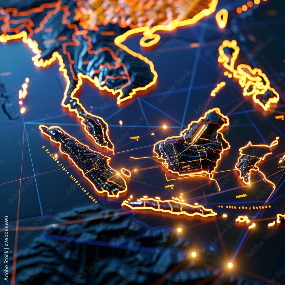Philippine Map with Grid Lines, Blue and Orange, White Background ...
