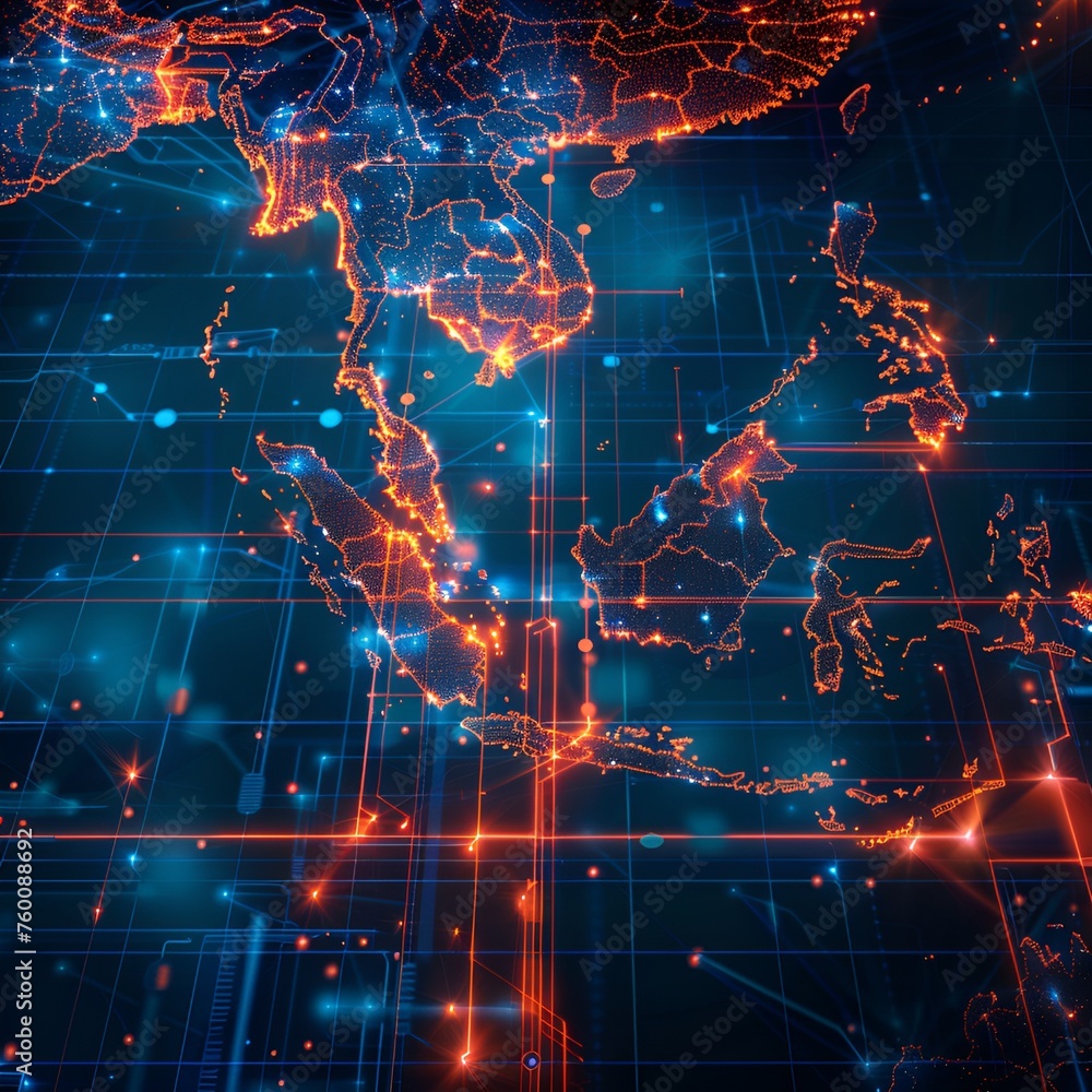 Philippine Map with Grid Lines, Blue and Orange, White Background ...