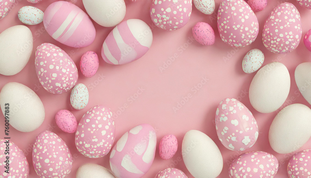 Easter Egg Symphony: Pastel Pinks and Whites on a Soft Pink Background ...