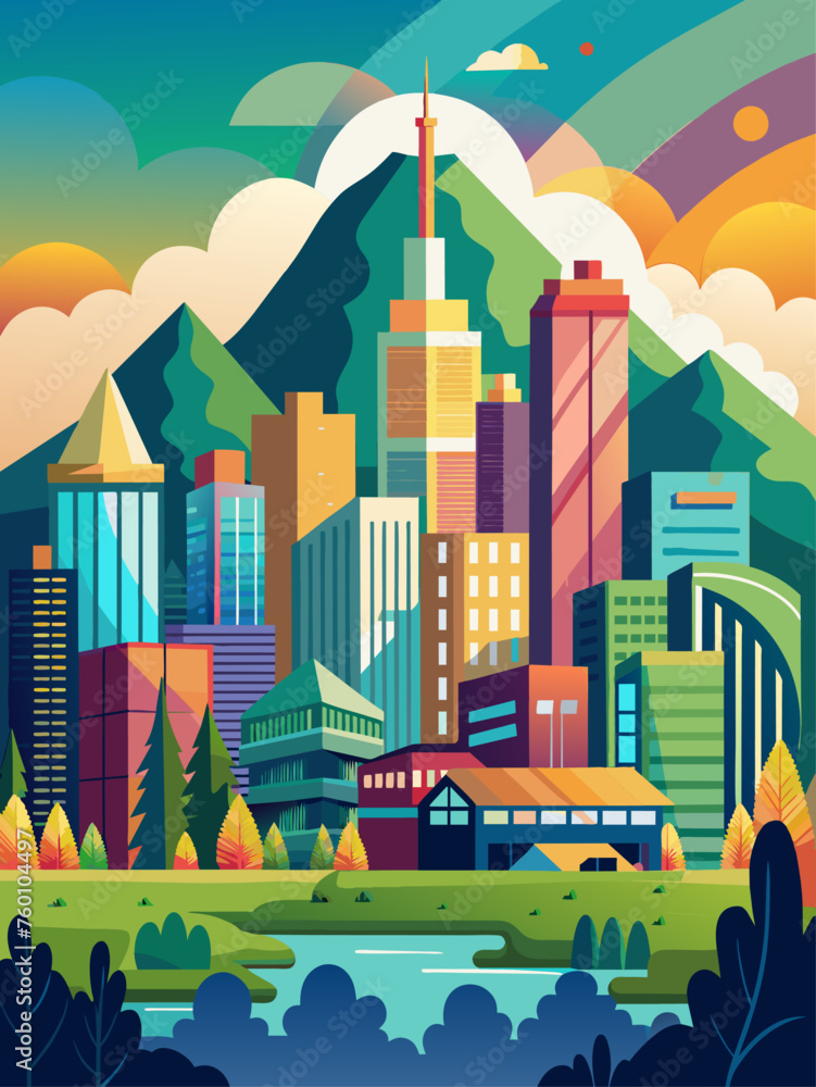 Cityscapes vector landscape background of urban city with buildings ...