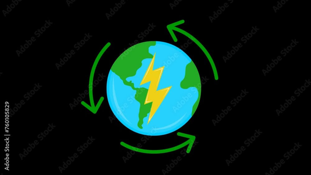 video animation icon environmental, renewable and recyclable energy ...