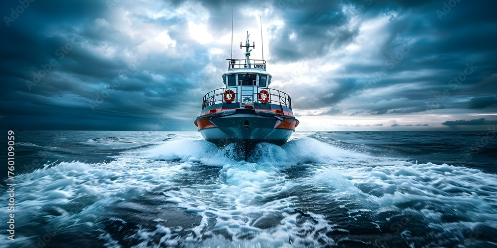 A vessel with maritime police officers conducting a patrol on the water ...