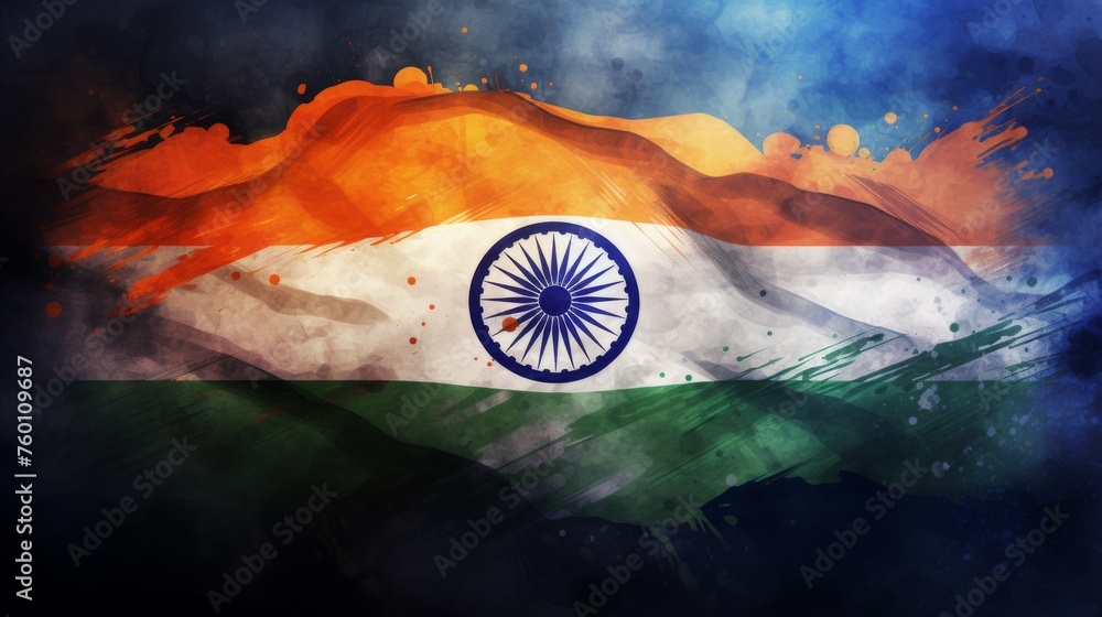 The Indian flag is represented as an abstract blend of shapes and ...