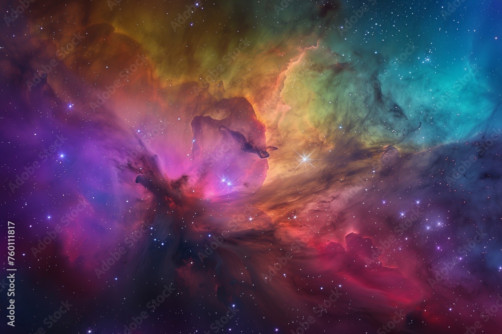 A Spectacular Vision of Nebulae Merging in the Starlit Universe. a ...
