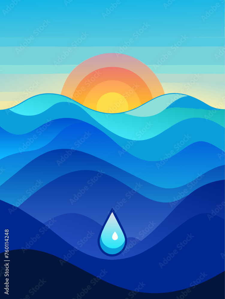 Gradient vector water background with vibrant shades of blue and green ...