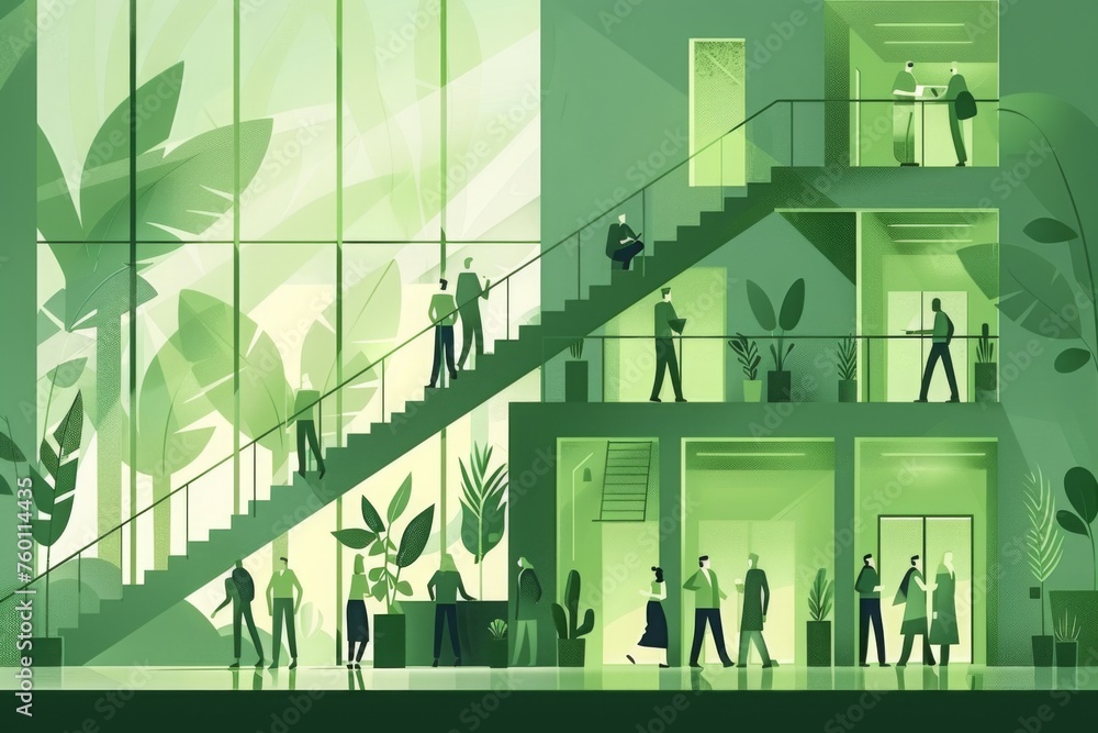 Green, sustainable and environmental office space with daily employee ...