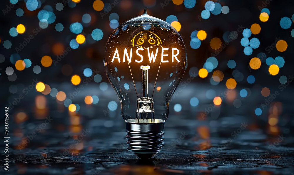 Conceptual illustration of a light bulb with a glowing filament forming ...