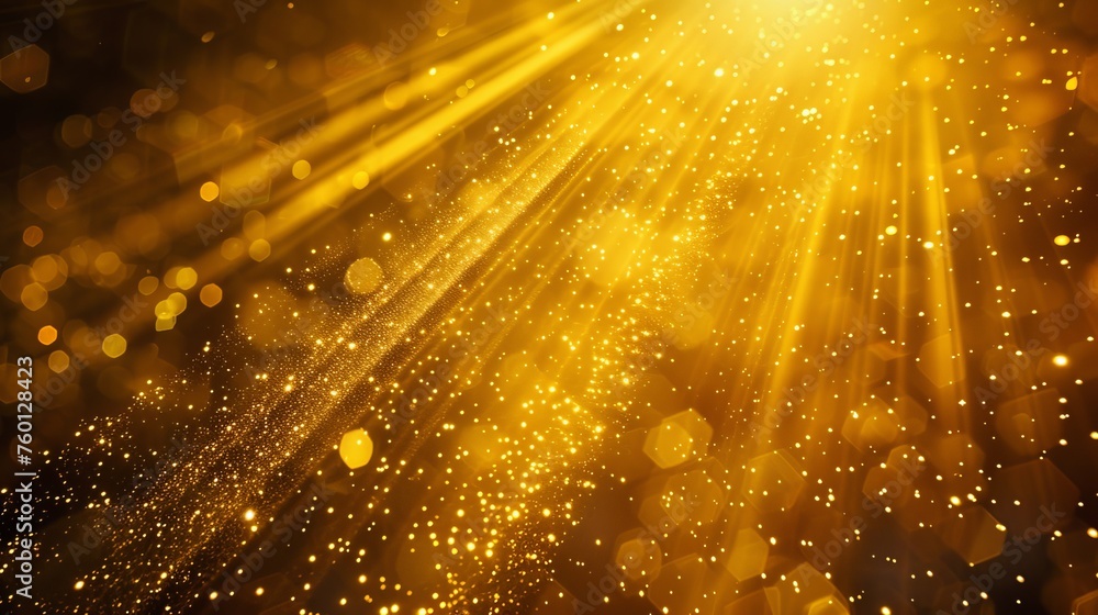 A mesmerizing display of golden light particles and rays emitting a ...