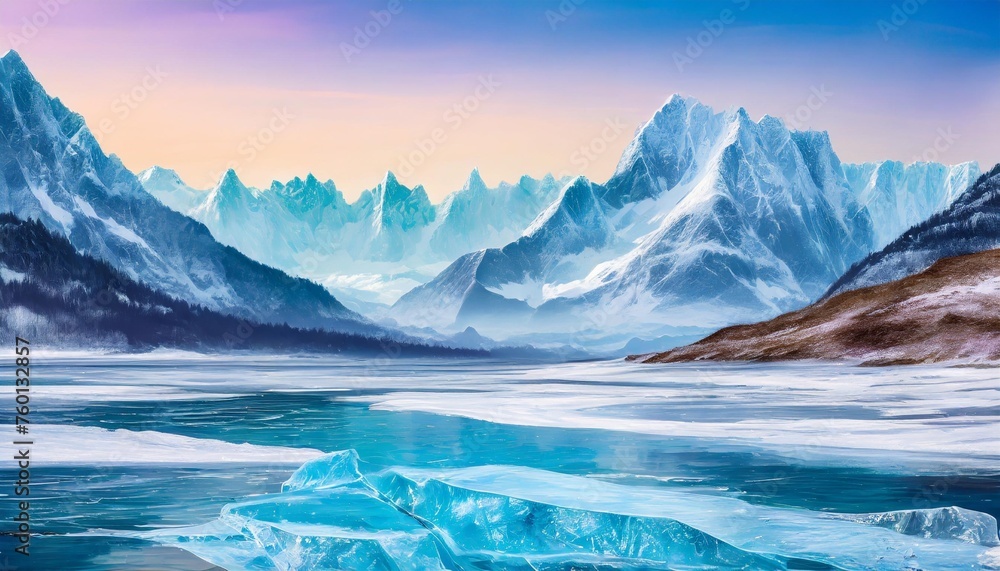 breathtaking landscape with frozen mountains and water background 16 9 ...
