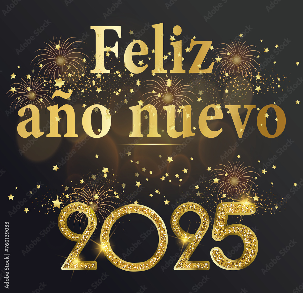 tarjeta o pancarta para desear un feliz año nuevo 2025 en oro sobre un ... tarjeta o pancarta para desear un feliz año nuevo 2025 en oro sobre un ...