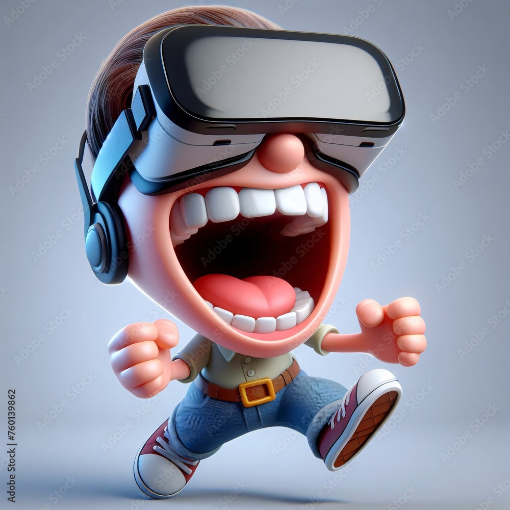 Whimsical 3D character with exaggerated features, chuckles ...