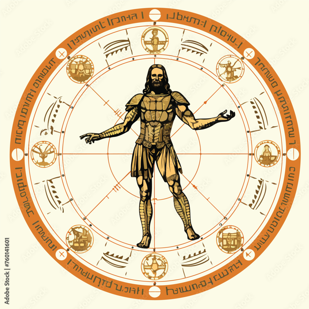Vitruvian man. Leonardo da vinci human body perfect Stock Vector ...