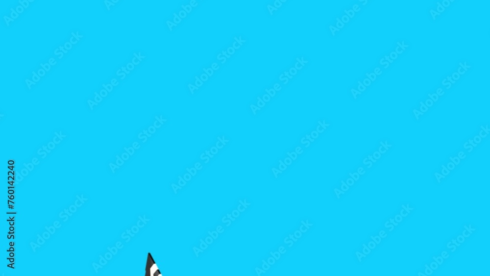 A movie clapperboard rotates and approaches on a blue screen. Animation ...