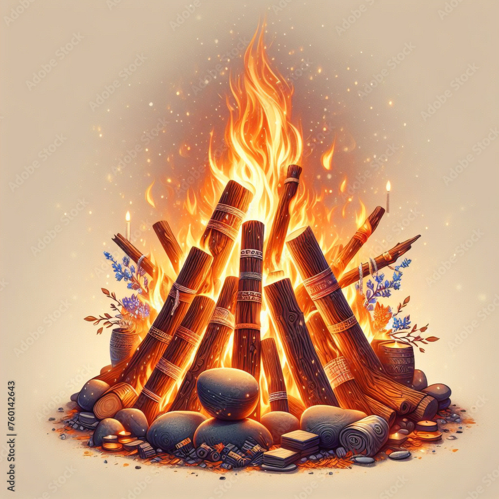 Beautiful photo of isolated bonfire with fierce flames of yellow and ...