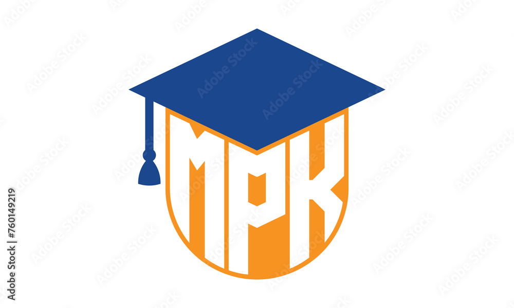 MPK initial letter academic logo design vector template. school college ...