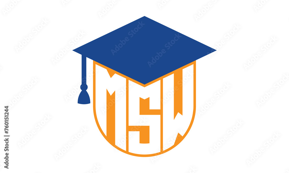 MSW initial letter academic logo design vector template. school college ...