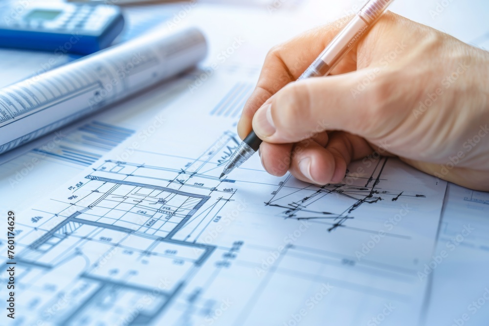 A hand sketching out a detailed blueprint for a sustainable ...