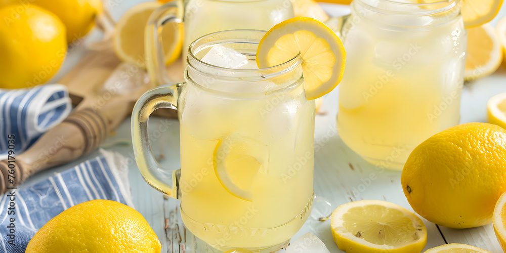 Limona com fatia de limão no copo de conserva Stock Photo | Adobe Stock