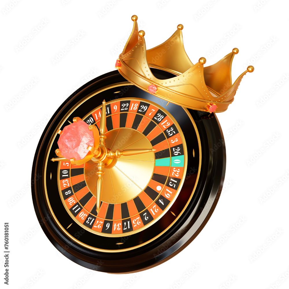 3d Realistic roulette wheel with gold crown on beigeisolated on ...