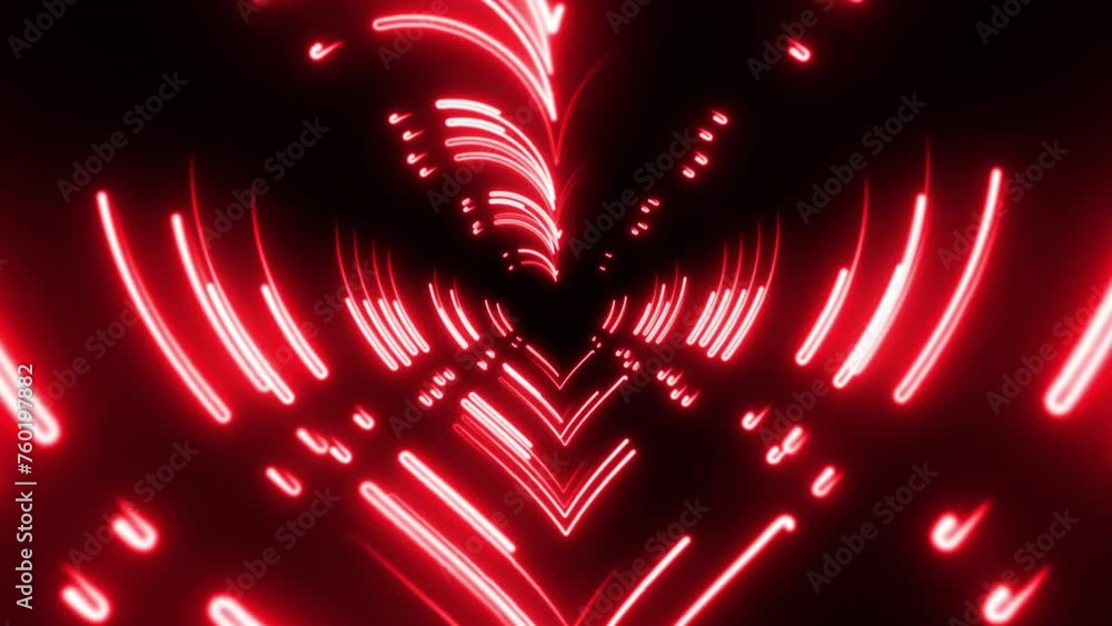 Vidéo Stock Neon Line Light Looped Radial Concentric Heart Shapes ...