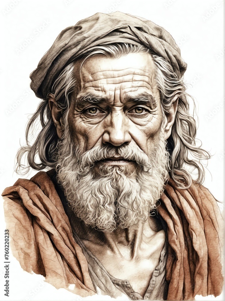 Diogenes hand drawn sketch portrait on plain white background from ...