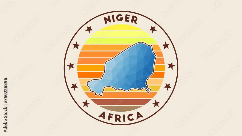 Niger intro video. Badge with the circular name and map of the country ...