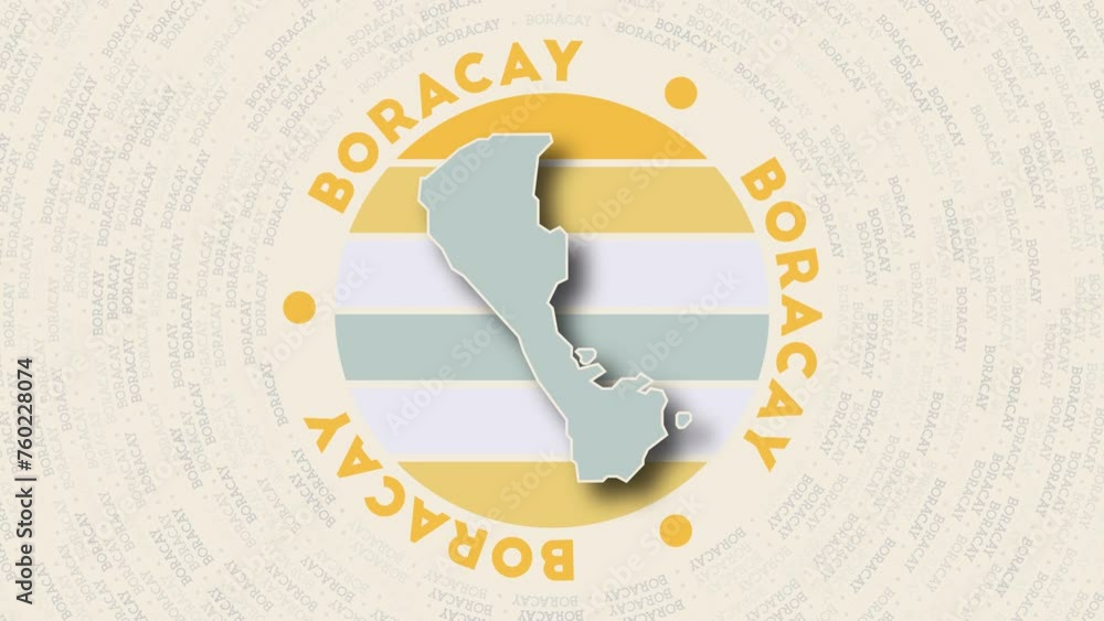 Boracay logo intro. Badge with the circular name and map of island ...