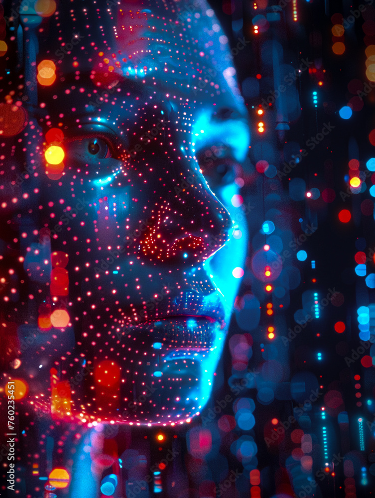 Cyber entity, pixelated aura, embodying the essence of internet ...