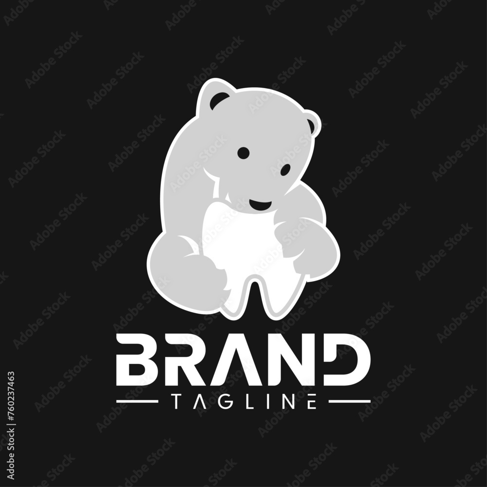 vector logo of a bear biting teeth , perfect for kids dental branding ...