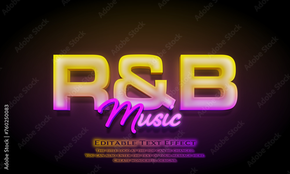 Vektorová grafika „”R&B Music” Editable title logo text style effect in ...