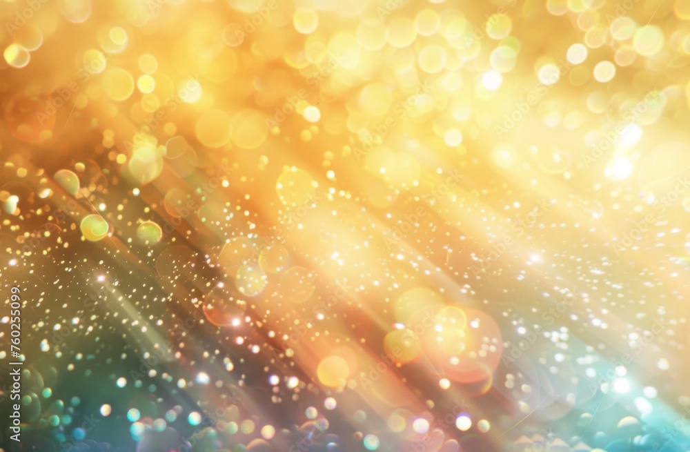 Sparkling Rainbow Light Rays on Light Yellow Background, with Subtle ...