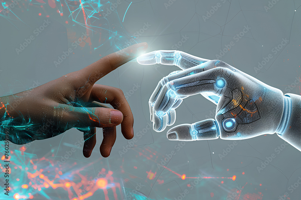 Technology meets humanity background, modern remake Stock Illustration ...